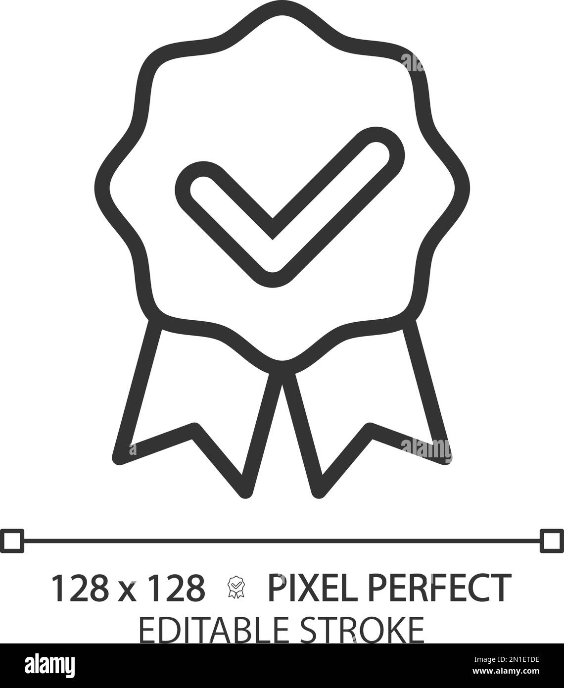 Award badge with check mark pixel perfect linear icon Stock Vector ...