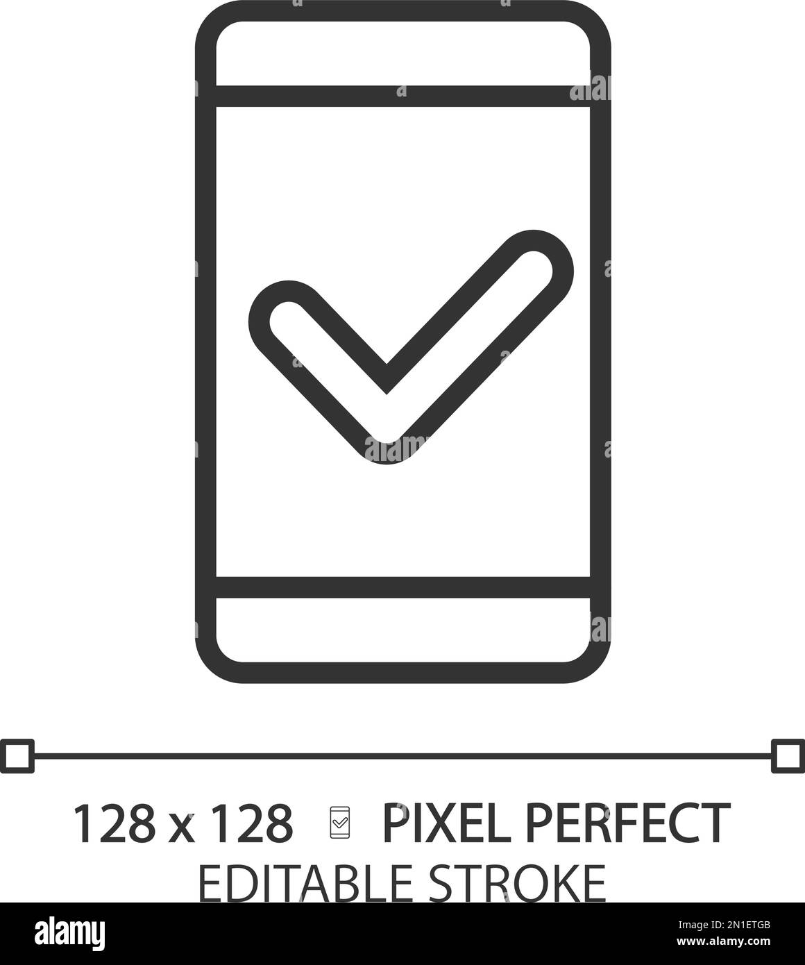 Mobile phone with check mark pixel perfect linear icon Stock Vector ...