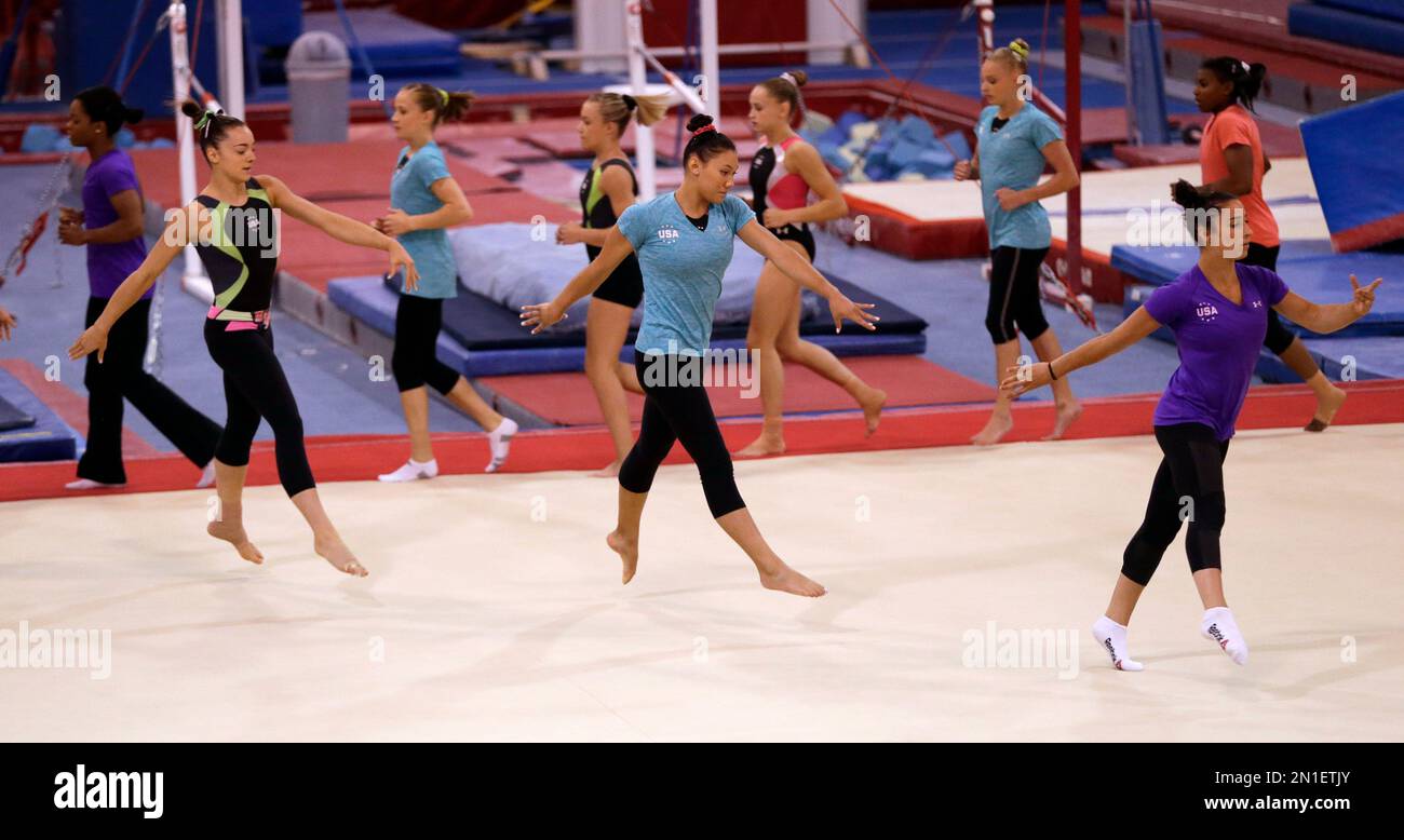 U.S. gymnasts, from left to right, Maggie Nichols, Kyla Ross and Aly ...
