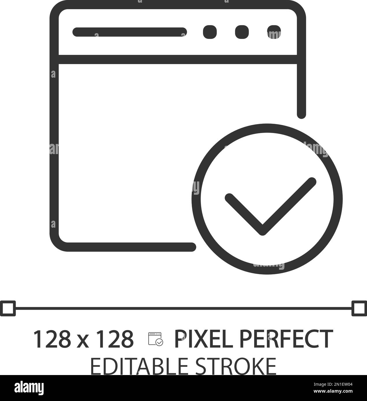 Web page with tick pixel perfect linear icon Stock Vector Image & Art ...