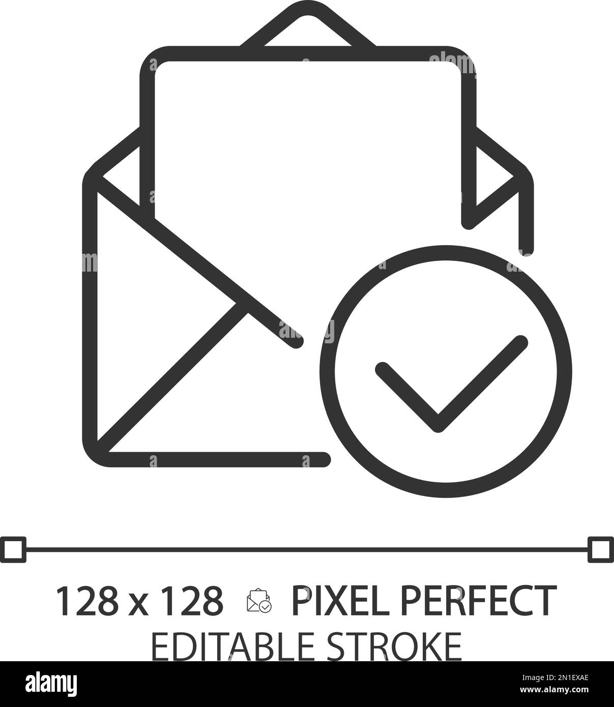 Letter with check mark pixel perfect linear icon Stock Vector Image & Art - Alamy