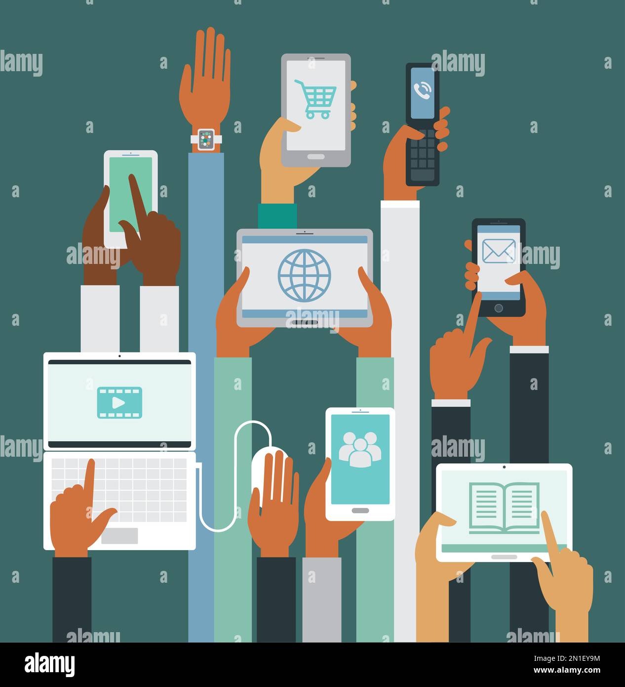 Human hands holding smart devices flat vector Stock Vector Image & Art ...