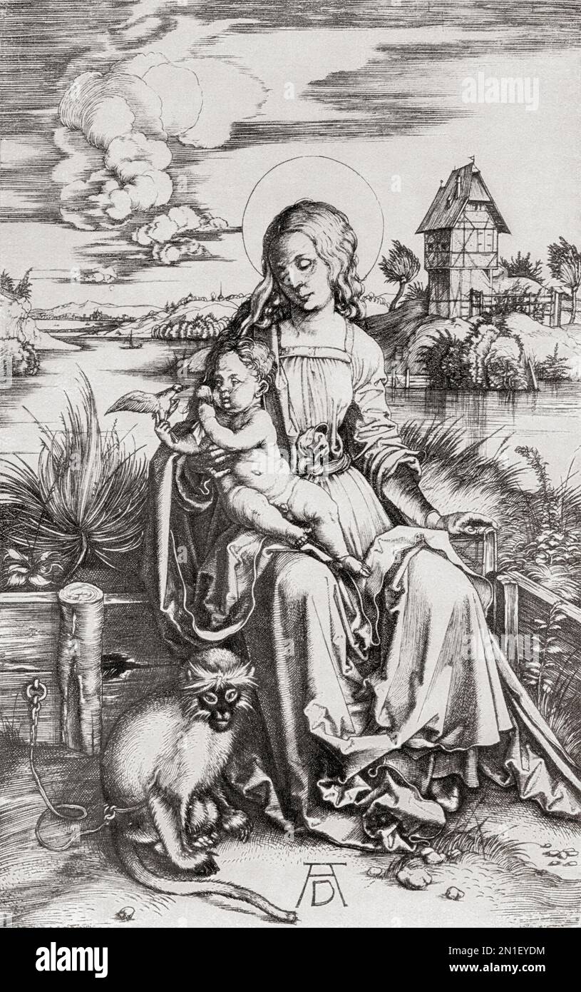 Virgin and child with the monkey, after a work by Albrecht Dürer , 1471 ...