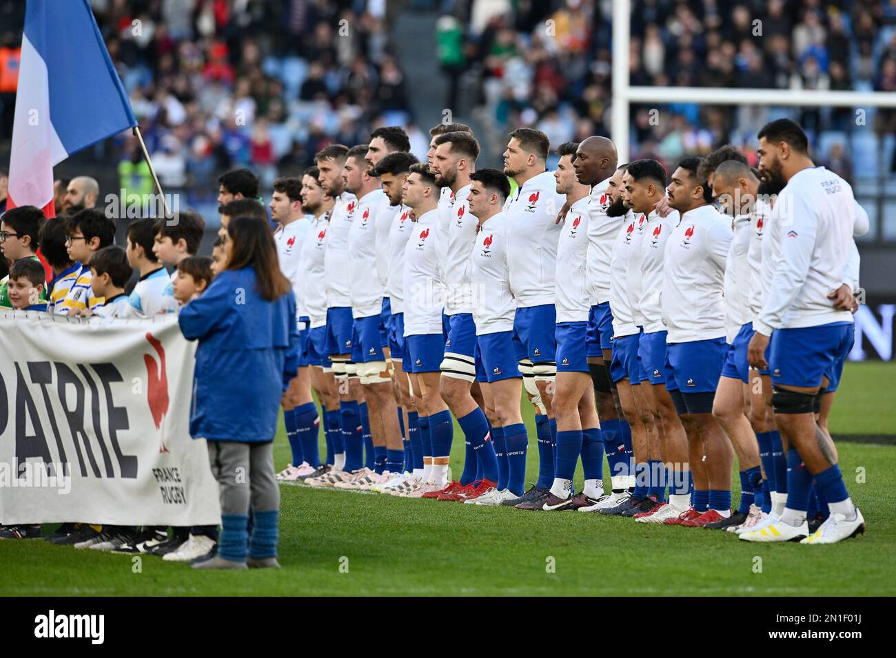The France squad line up for the national anthems during Guinnen Six ...
