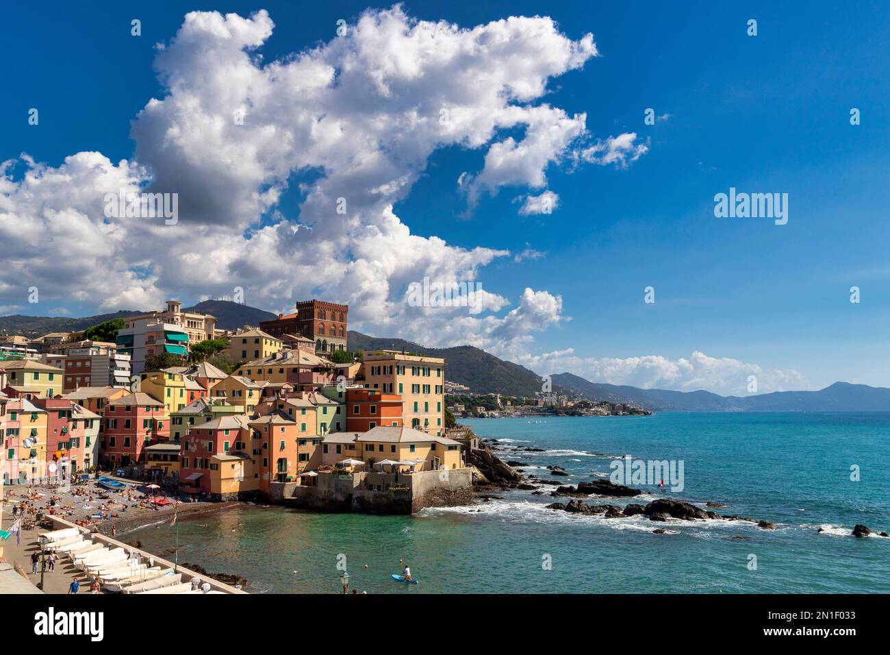 The typical Boccadasse neighborhood, Genoa, Liguria, Italy, Europe ...