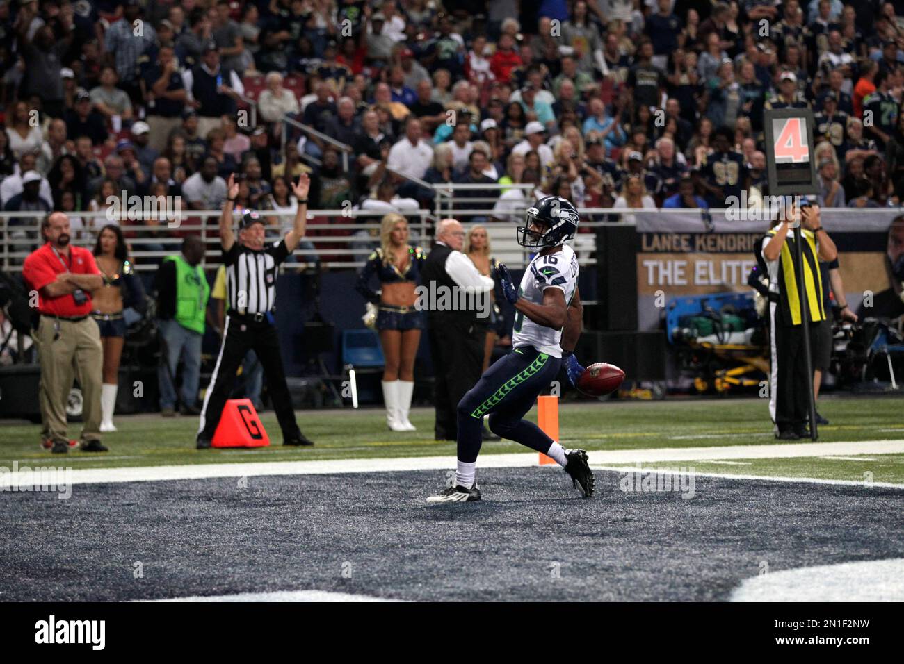 Seattle Seahawks wide receiver Tyler Lockett celebrates after scoring ...