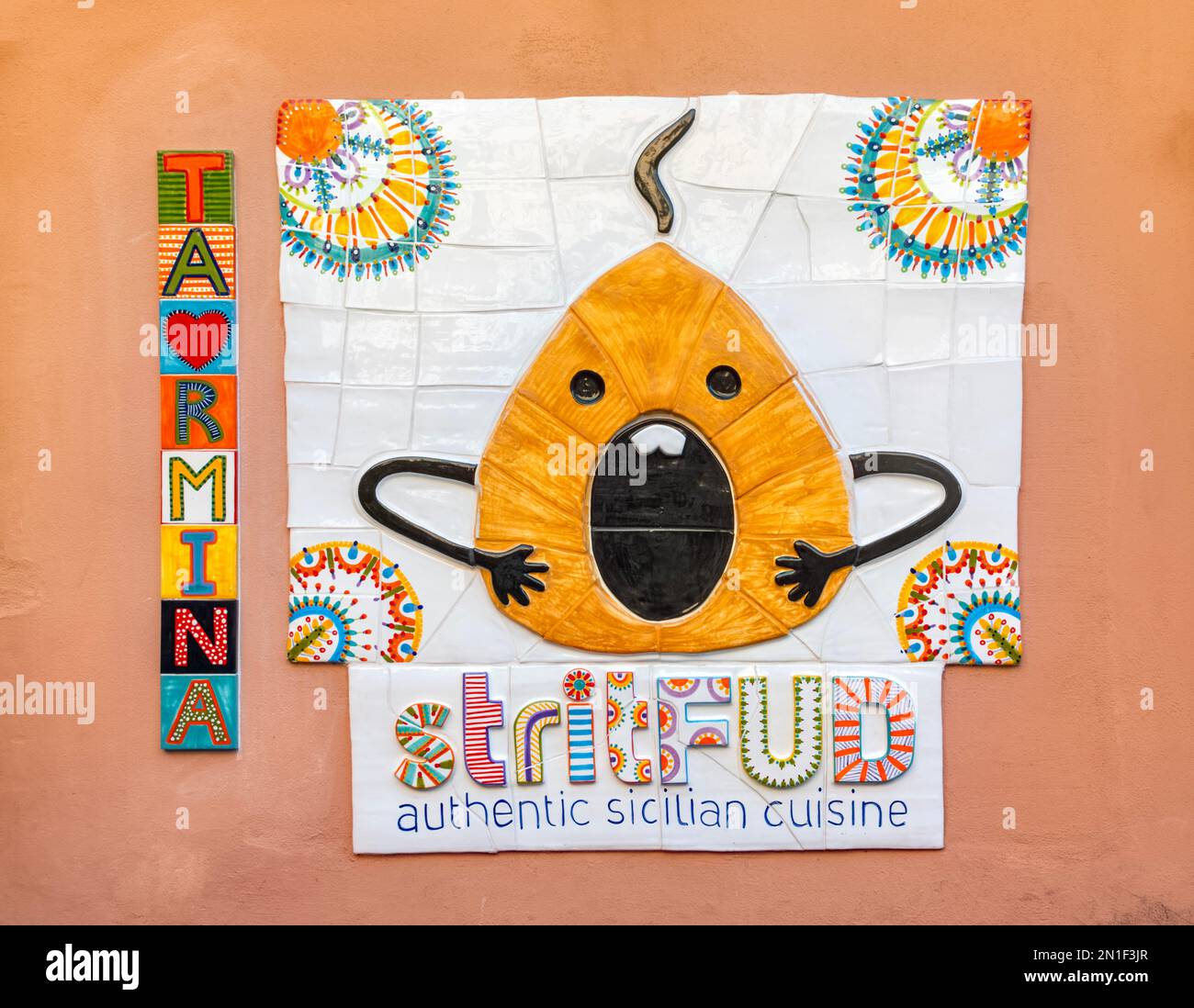 Authentic sicilian cuisine advertising in taormina hi-res stock ...