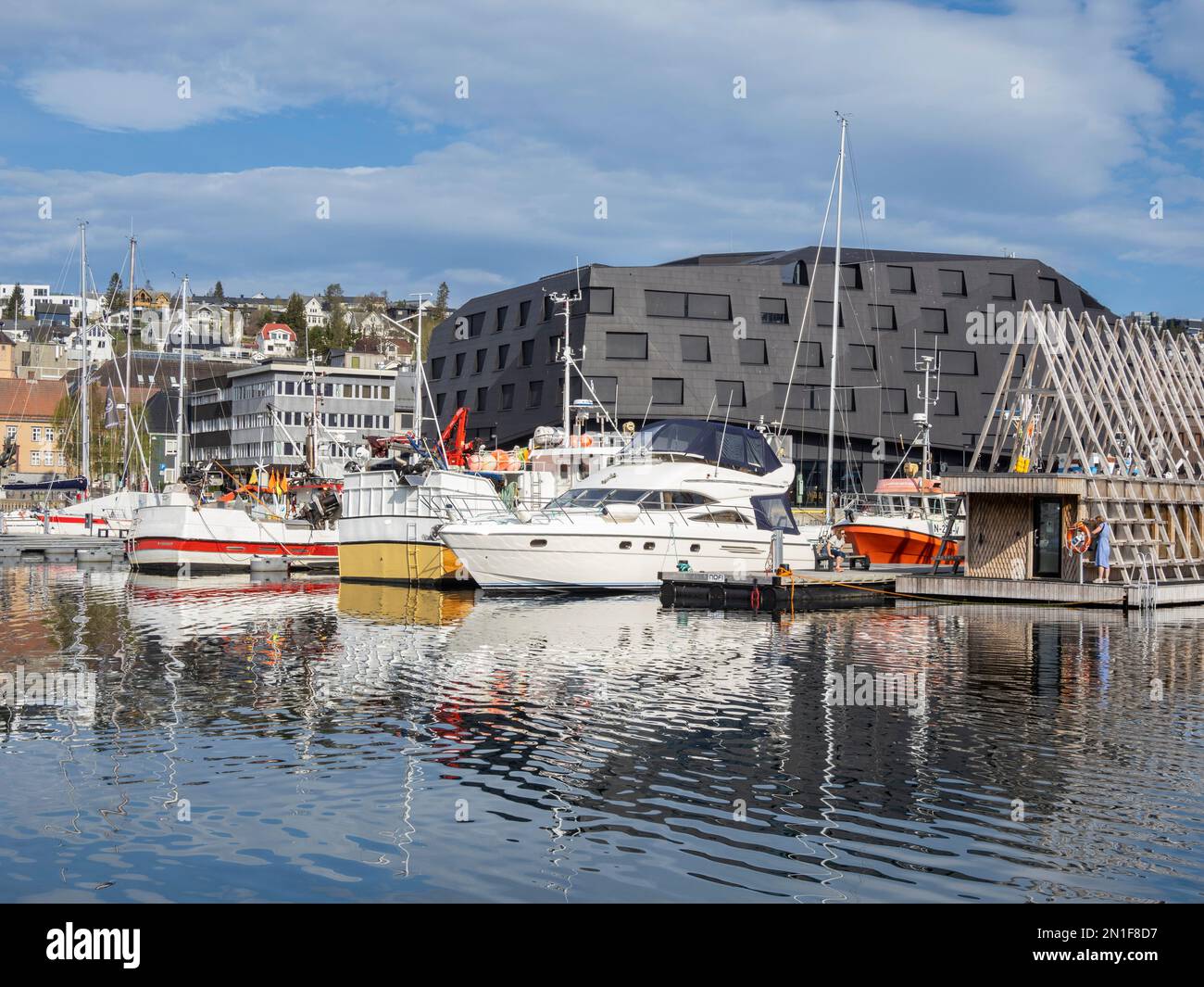 A view of the water front in the city of Tromso, located 217 miles ...
