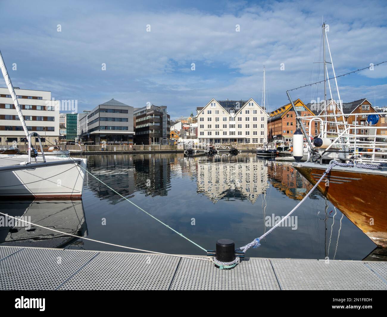 A view of the water front in the city of Tromso, located 217 miles ...