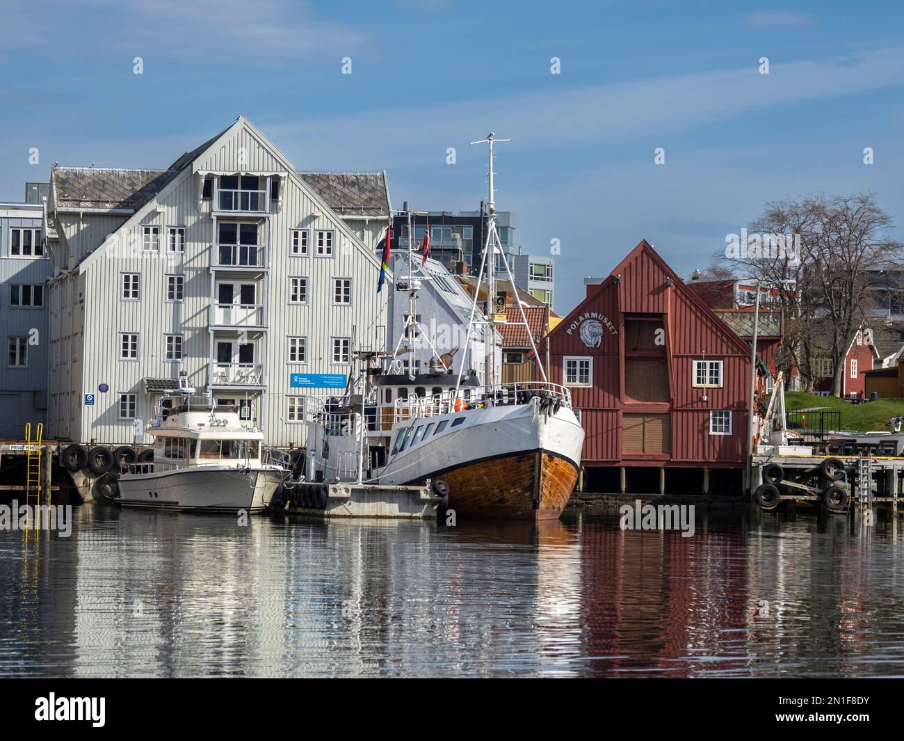 A view of the water front in the city of Tromso, located 217 miles ...