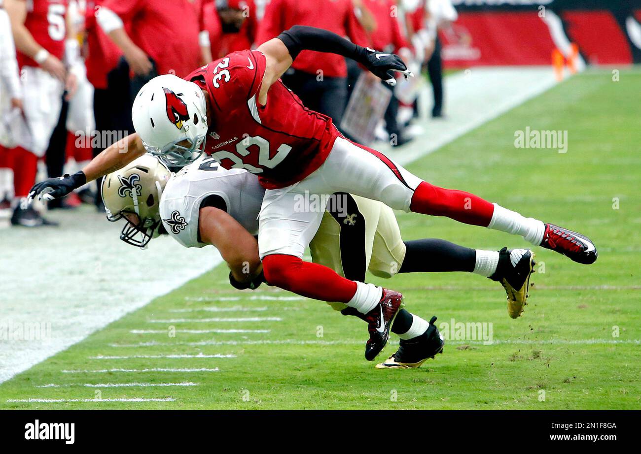 New Orleans Saints fullback Austin Johnson (35) is knocked out of ...