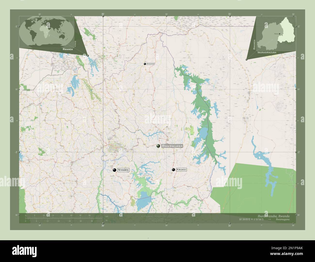Iburasirazuba, province of Rwanda. Open Street Map. Locations and names ...