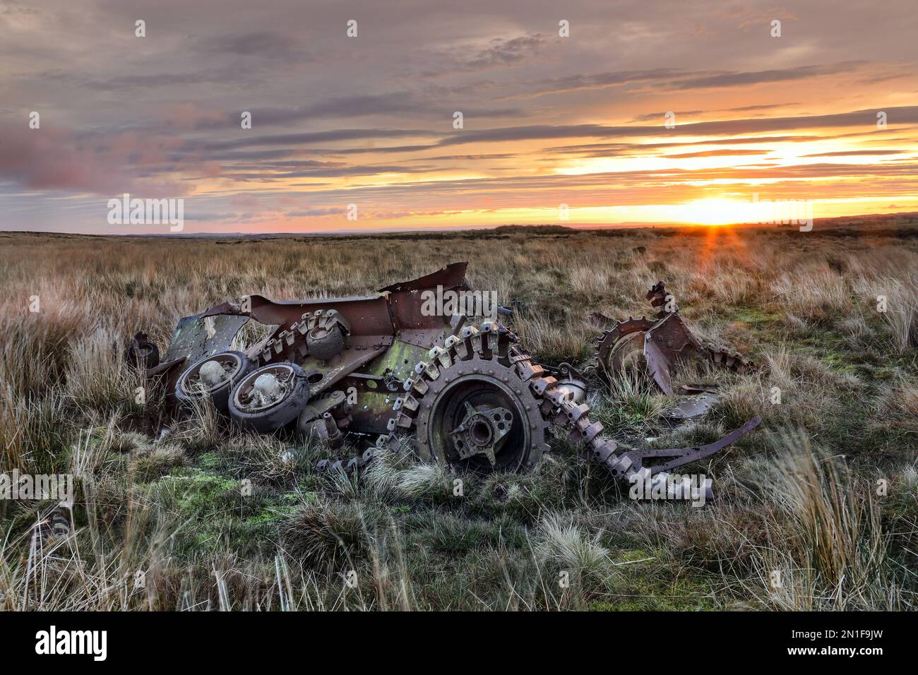 The remains of a Cruiser, Mk I (A9) tank on the moors of Teesdale ...