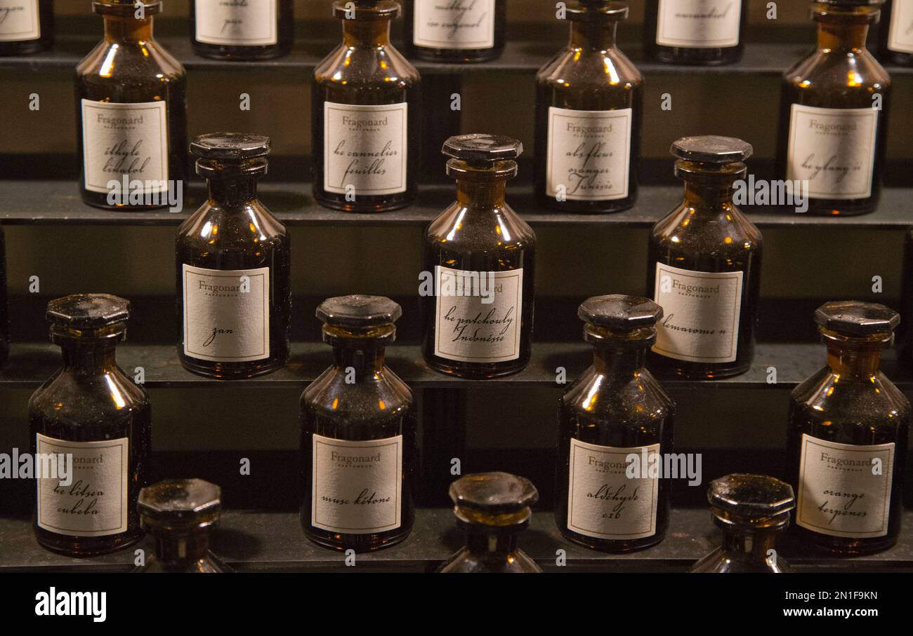 Bottles of perfume are displayed at the Fragonard perfume museum in ...