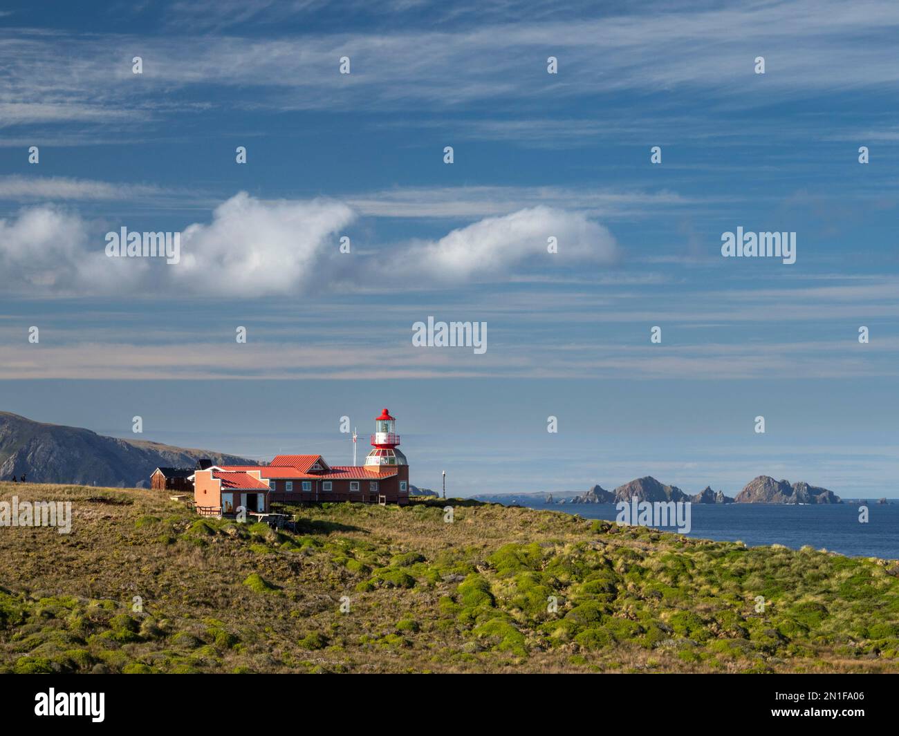 The Cape Horn lighthouse and small chapel at Cape Horn, Cabo de Hornos ...