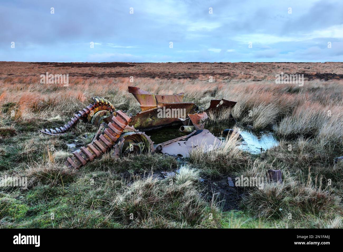 The remains of a Cruiser, Mk I (A9) tank on the moors of Teesdale ...