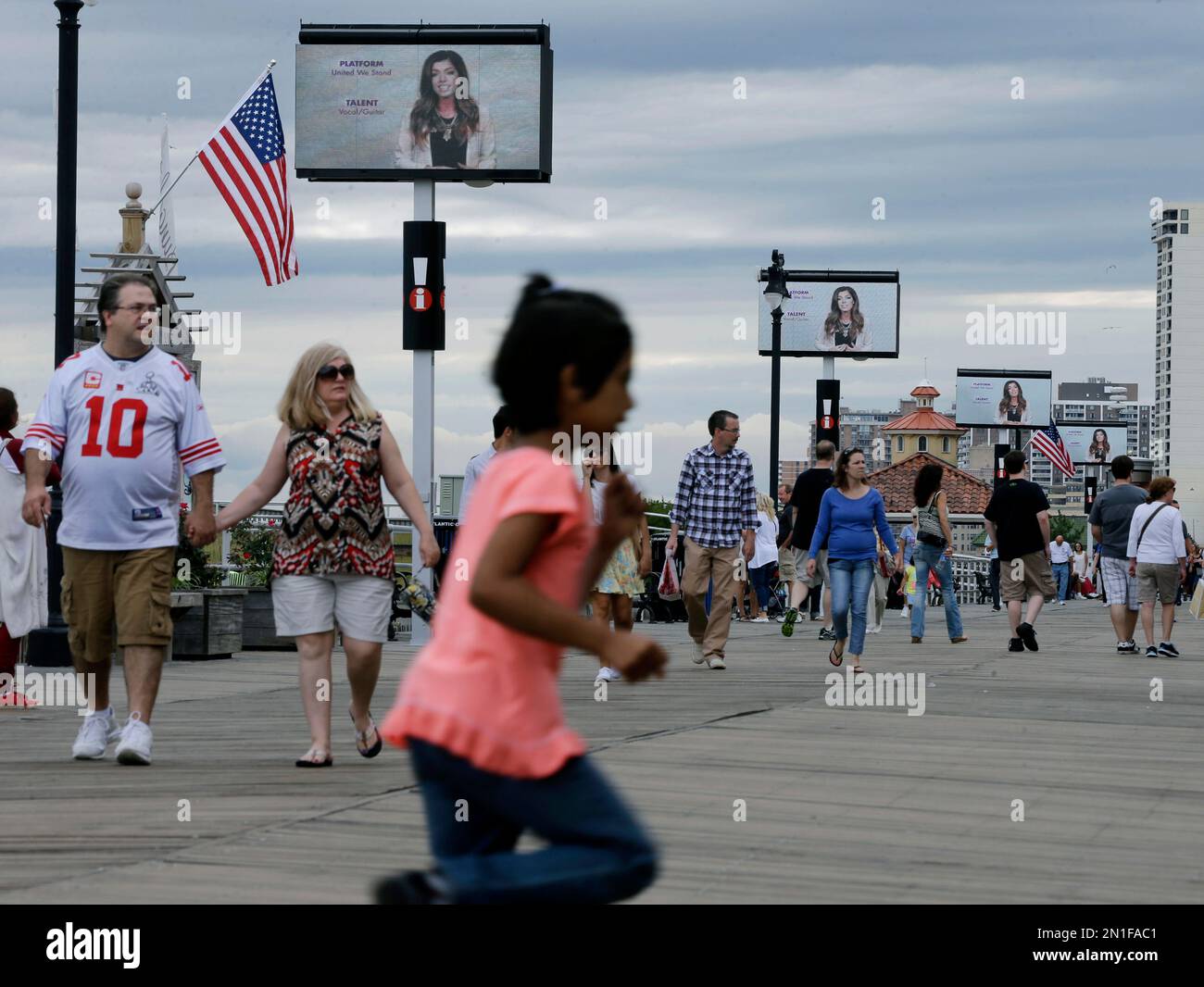 Miss America contestant Miss Idaho Kalie Wright is seen on monitor ...