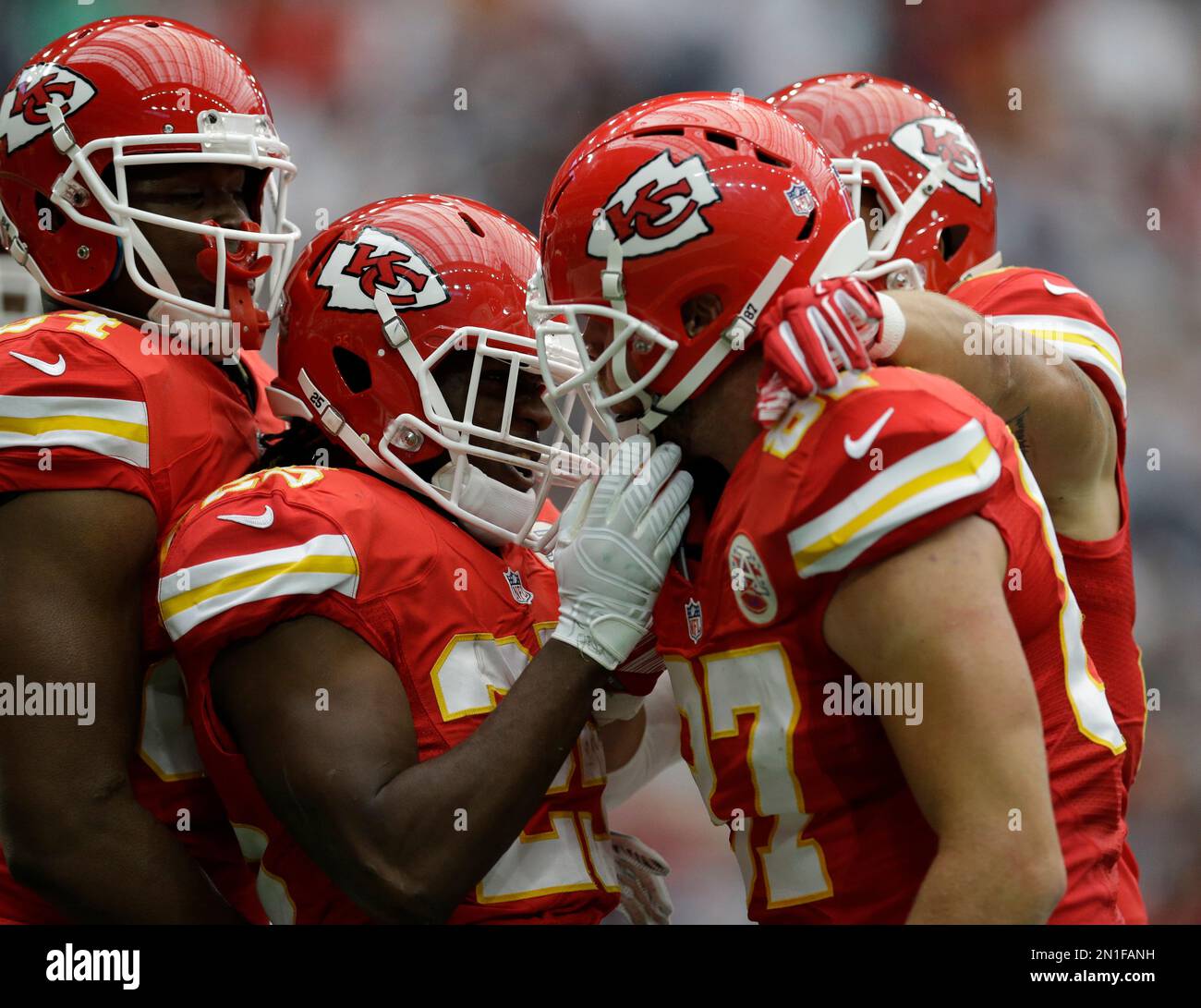 Kansas City Chiefs tight end Travis Kelce (87) celebrates with ...