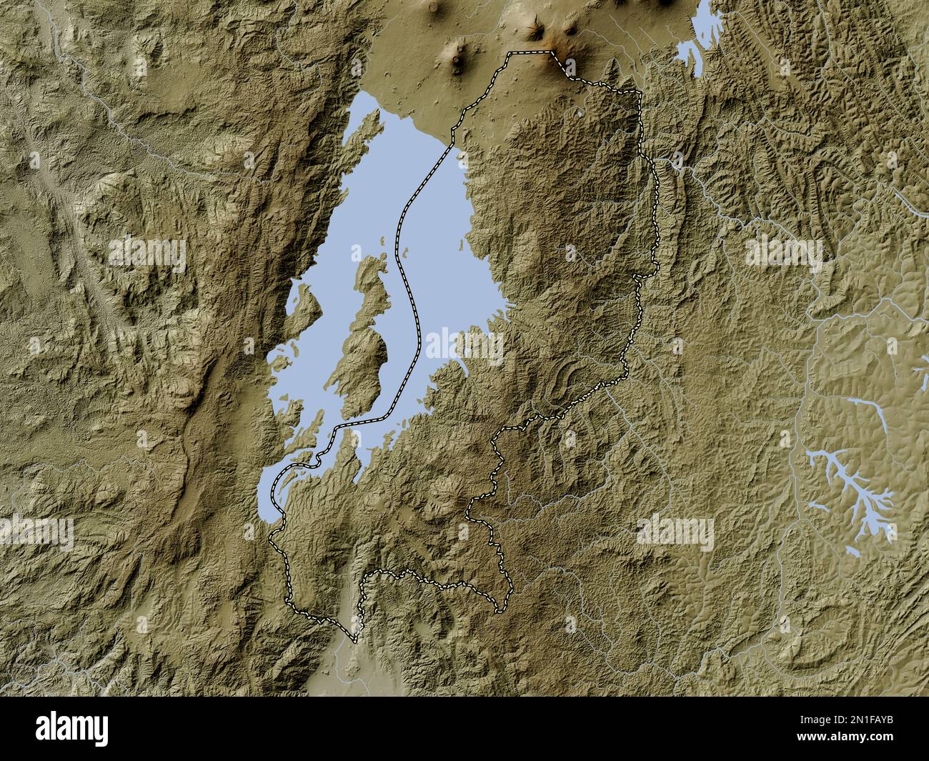 Iburengerazuba, province of Rwanda. Elevation map colored in wiki style ...