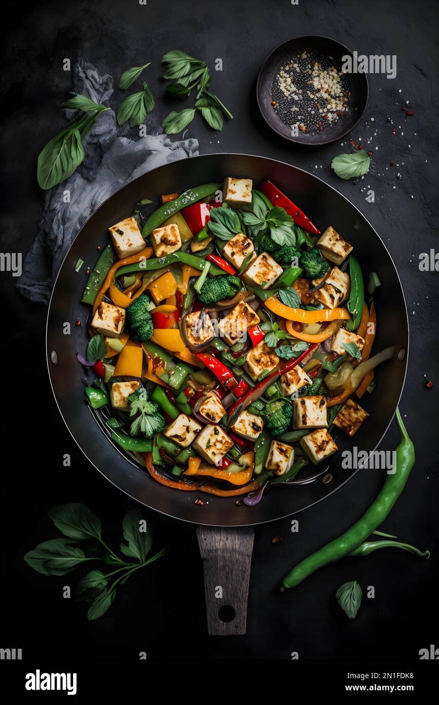 Tasty tofu stir fry with veggies, crispy tofu & fresh cilantro. Perfect ...