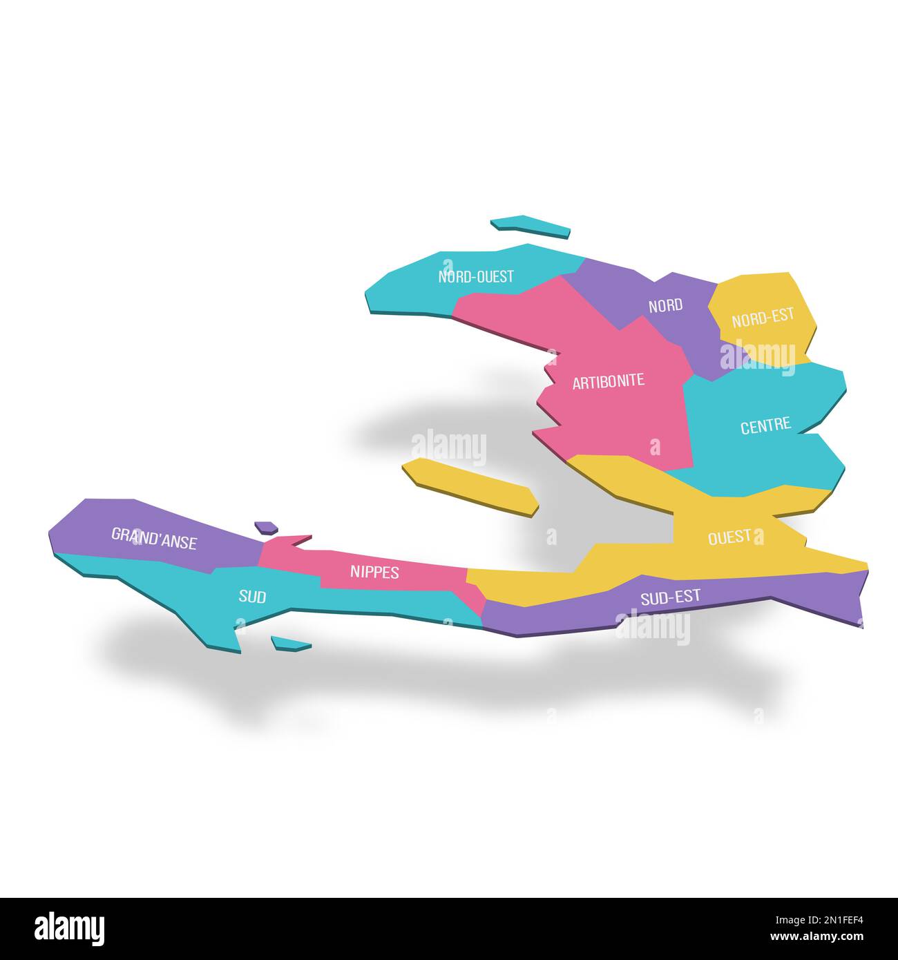 Haiti political map of administrative divisions - departments. 3D ...