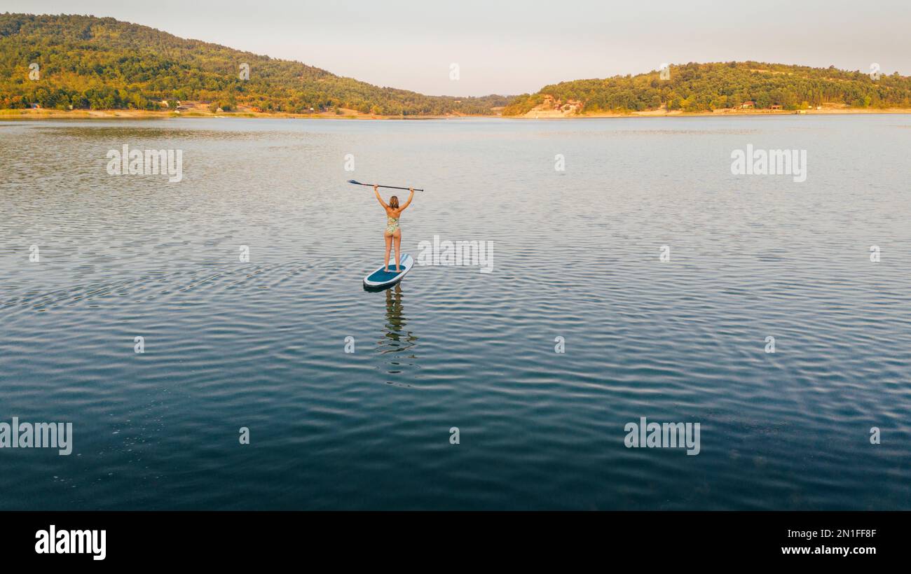 Aerial view of paddleboarding hi-res stock photography and images - Alamy