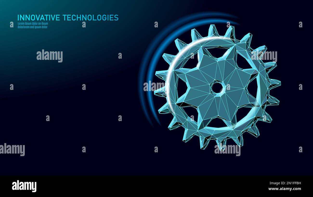 3D gear work progress concept. Wheel industry mechanism engineering ...