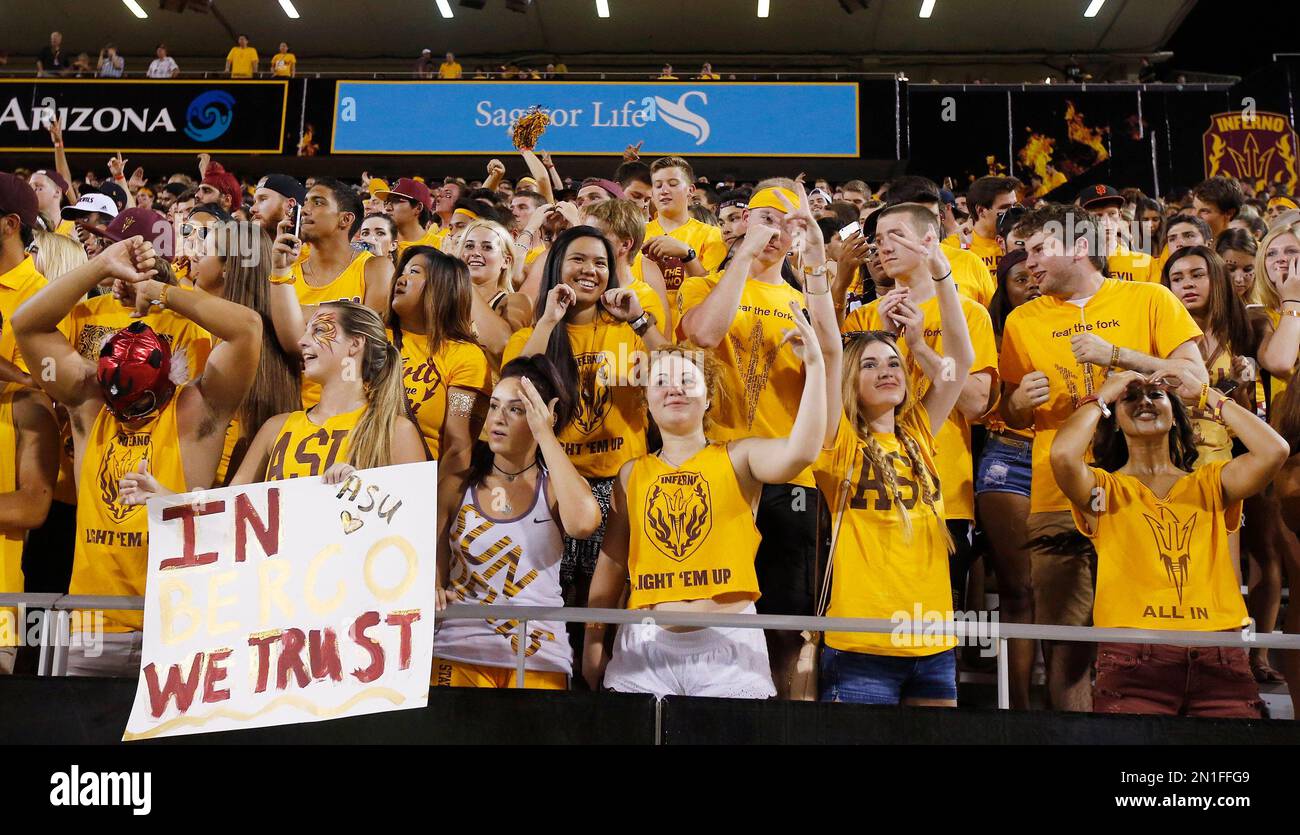 Arizona State fans cheer on their team during the first half of an NCAA ...