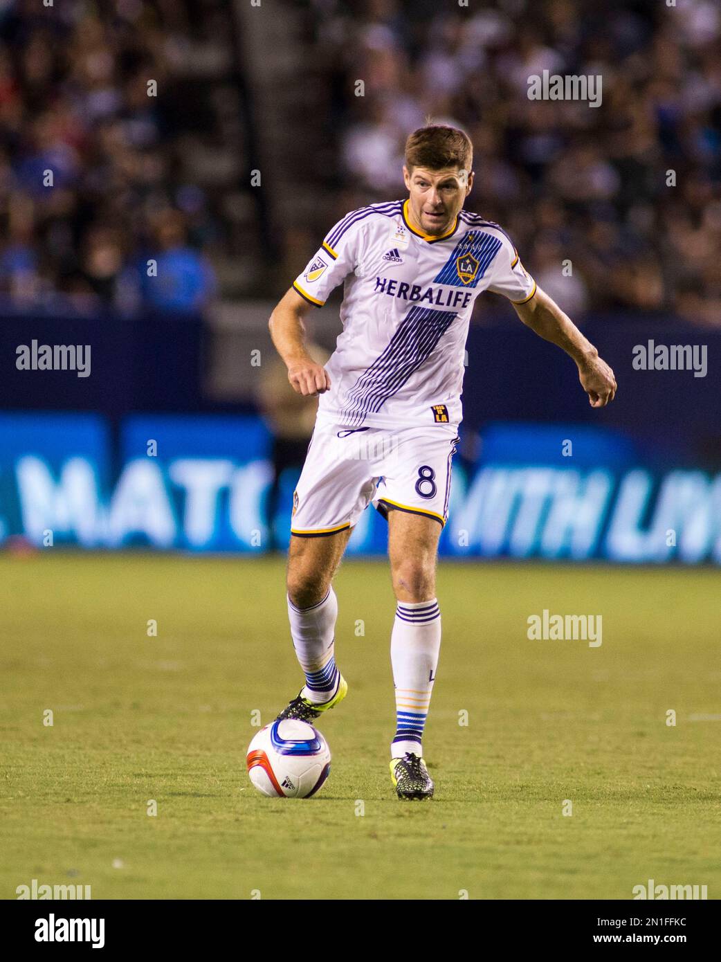 Los Angeles Galaxy midfielder Steven Gerrard (8) in action during an ...