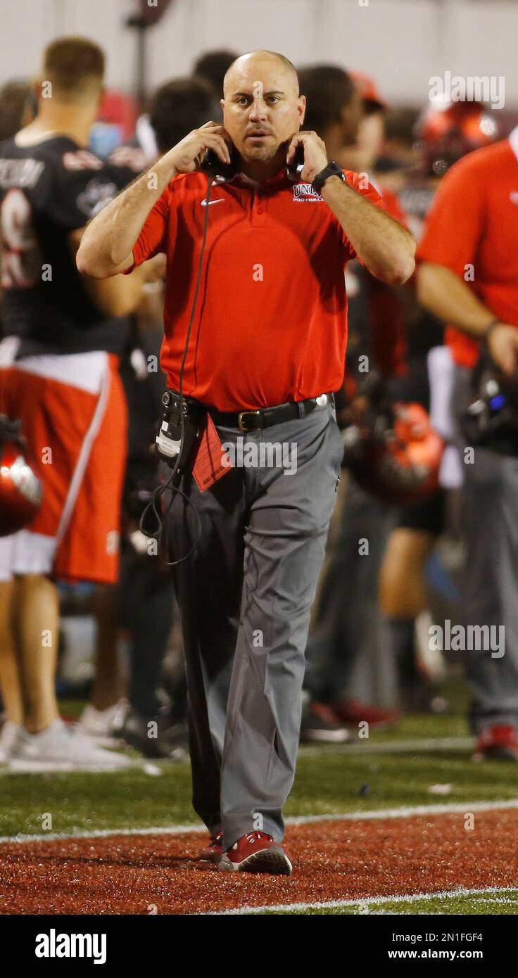 UNLV head coach Tony Sanchez walks the sideline during the second half ...