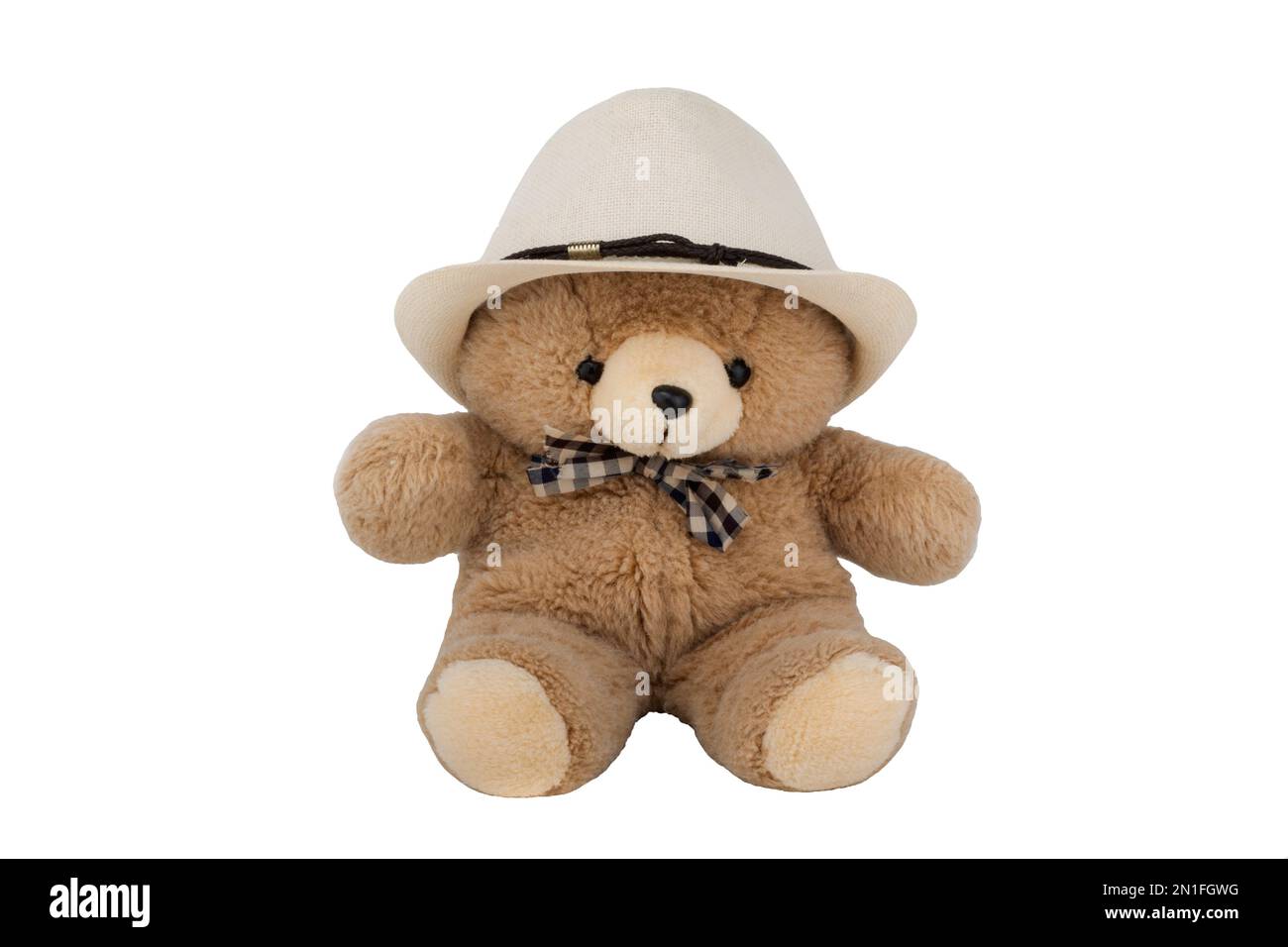 Teddy Bear with hat isolated on white background Stock Photo - Alamy