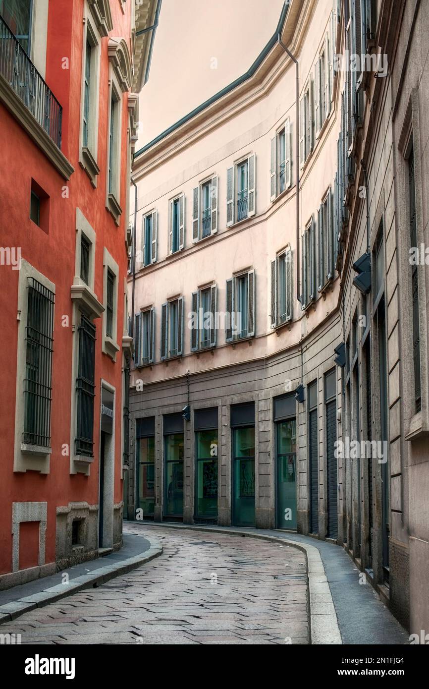 Colorful street in old town of Milan, Italy Stock Photo - Alamy