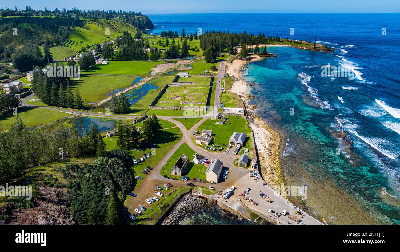 Aerial of the Kingston and Arthur's Vale Historic Area, UNESCO World Heritage Site, Norfolk ...