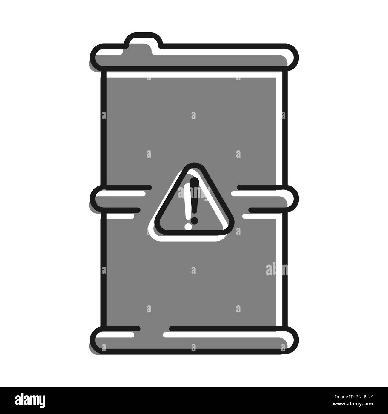 Linear filled with gray color icon, Metal Barrel With Danger Sign. Storage And Disposal Of ...