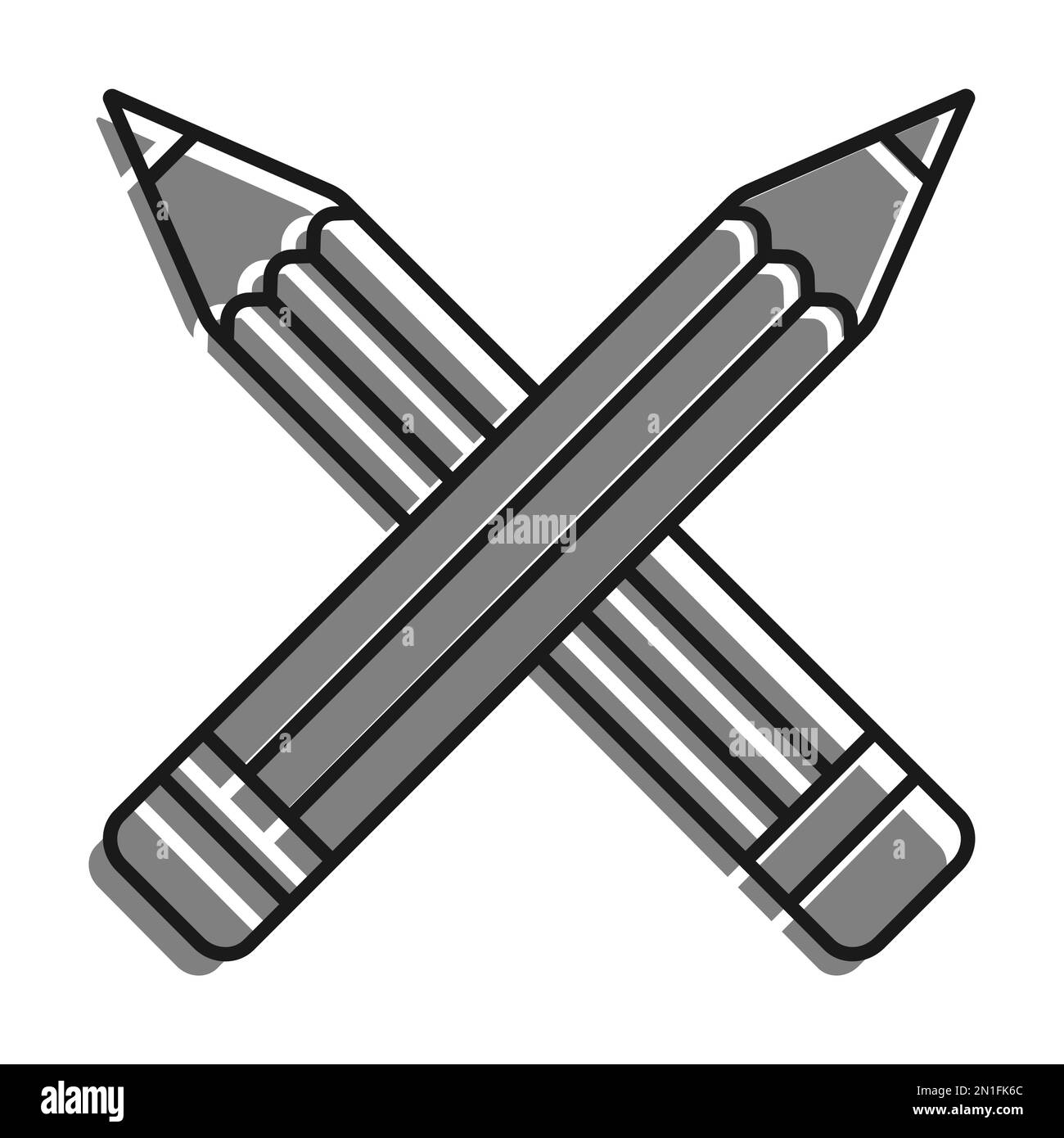 Linear filled with gray color icon. Crossed School Pencils. School ...