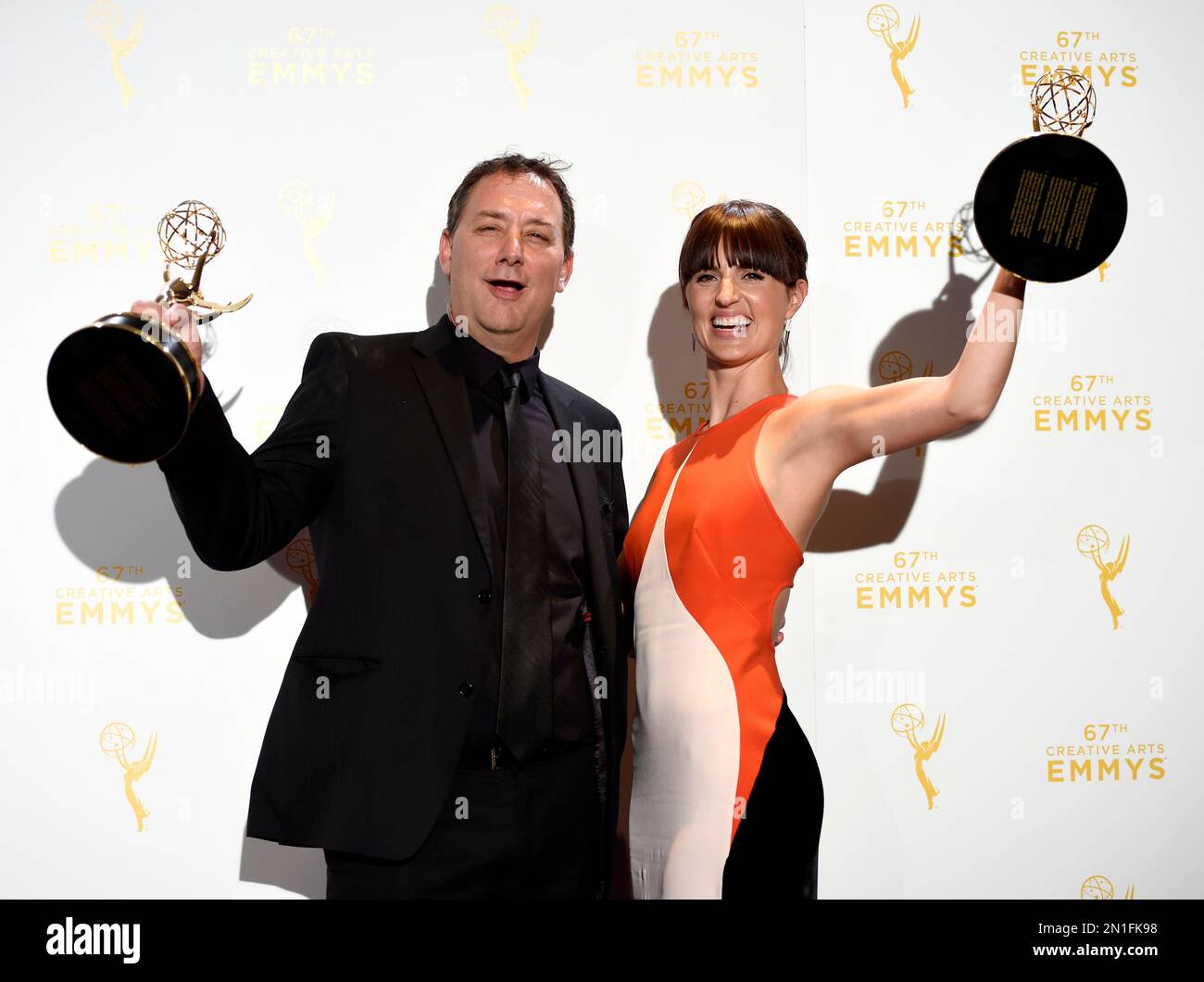 Mathew Waters, left, and Onnalee Blank, winners of sound mixing for ...