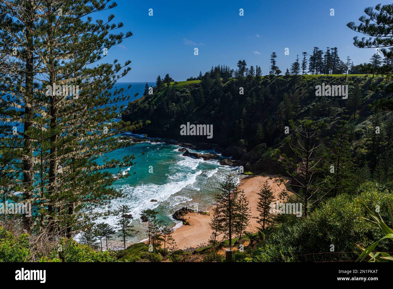 View over Anson Bay, Norfolk Island, Australia, Pacific Stock Photo - Alamy