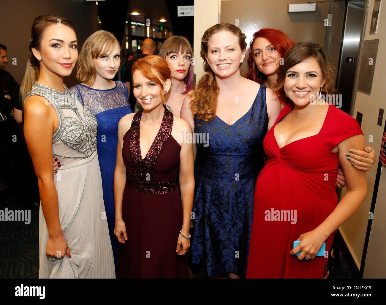 EXCLUSIVE - The team from "Emma Approved" pose backstage at the ...