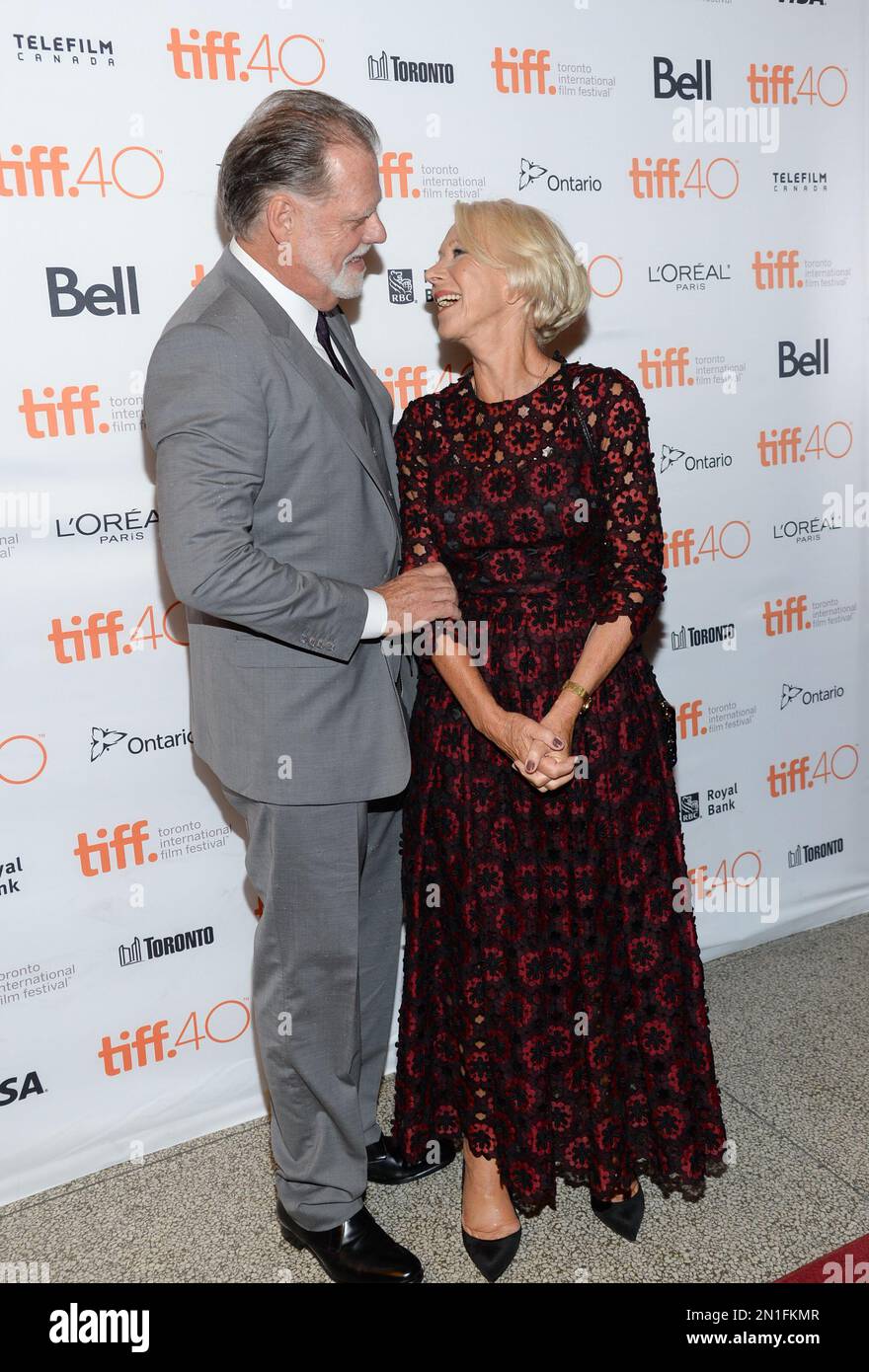 Actress Helen Mirren and husband Taylor Hackford attend the premiere ...