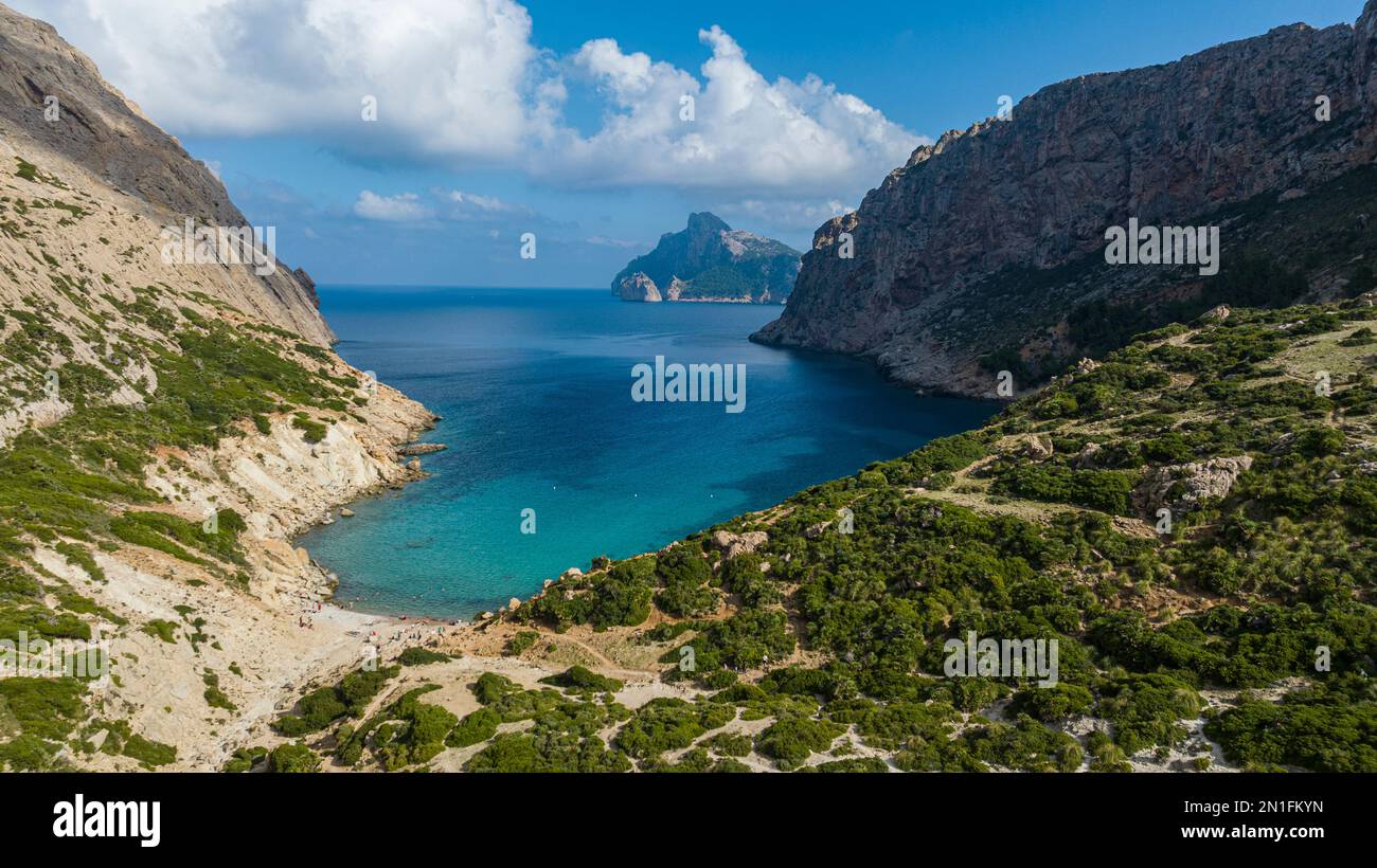 Aerial view of the Boquer Valley, Serra de Tramuntana, Mallorca ...