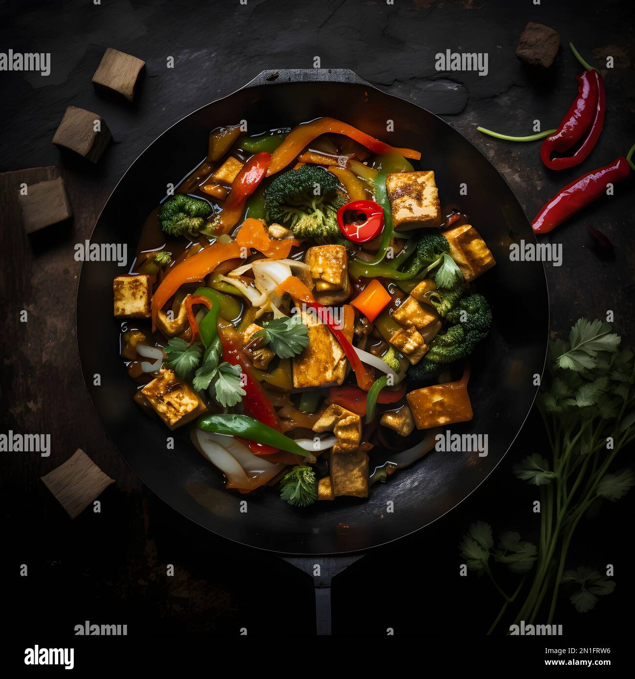 Tasty tofu stir fry with veggies, crispy tofu & fresh cilantro. Perfect ...