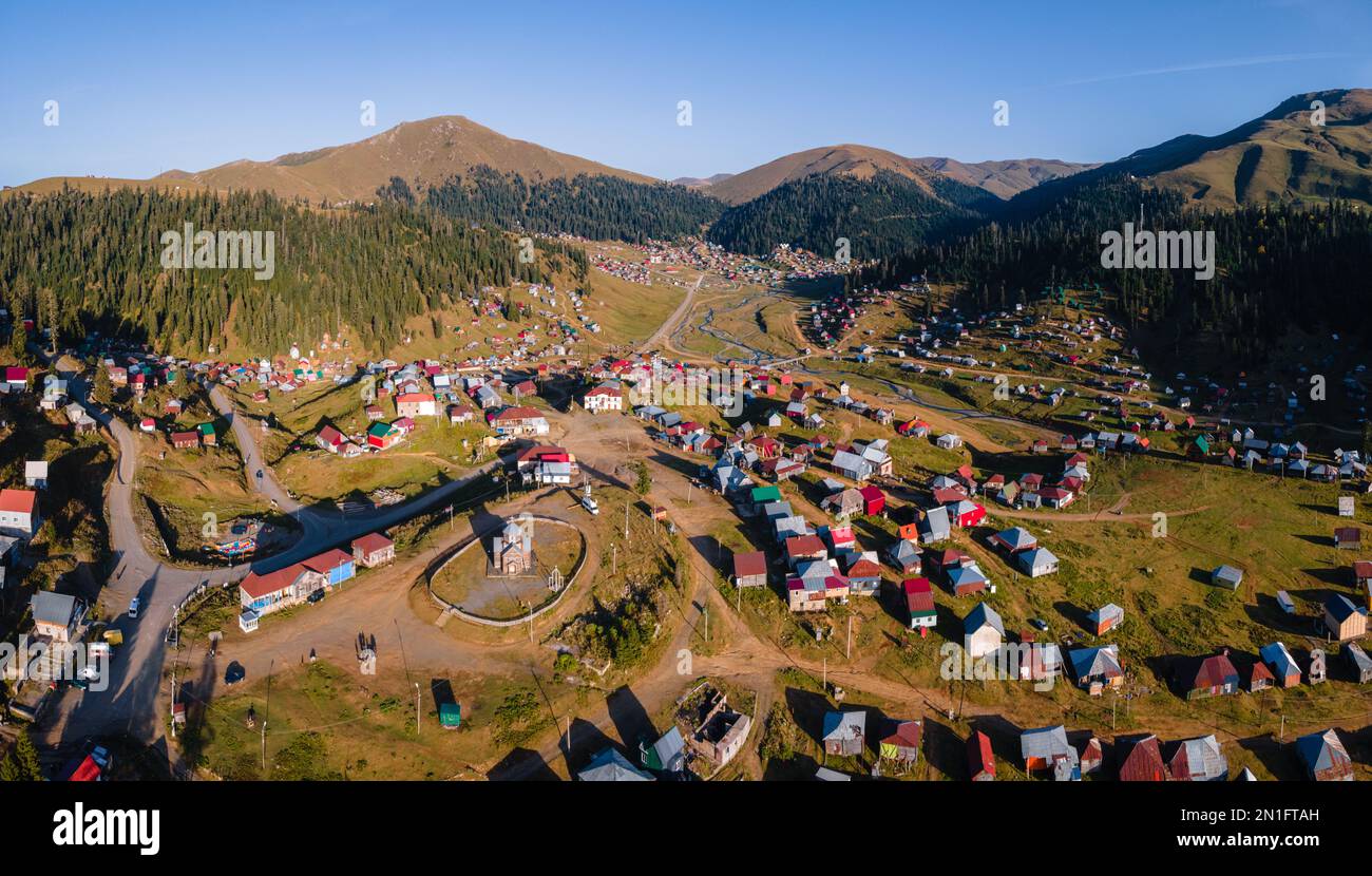 Aerial view of Bakhmaro, a renowned summer retreat situated at 2000m ...