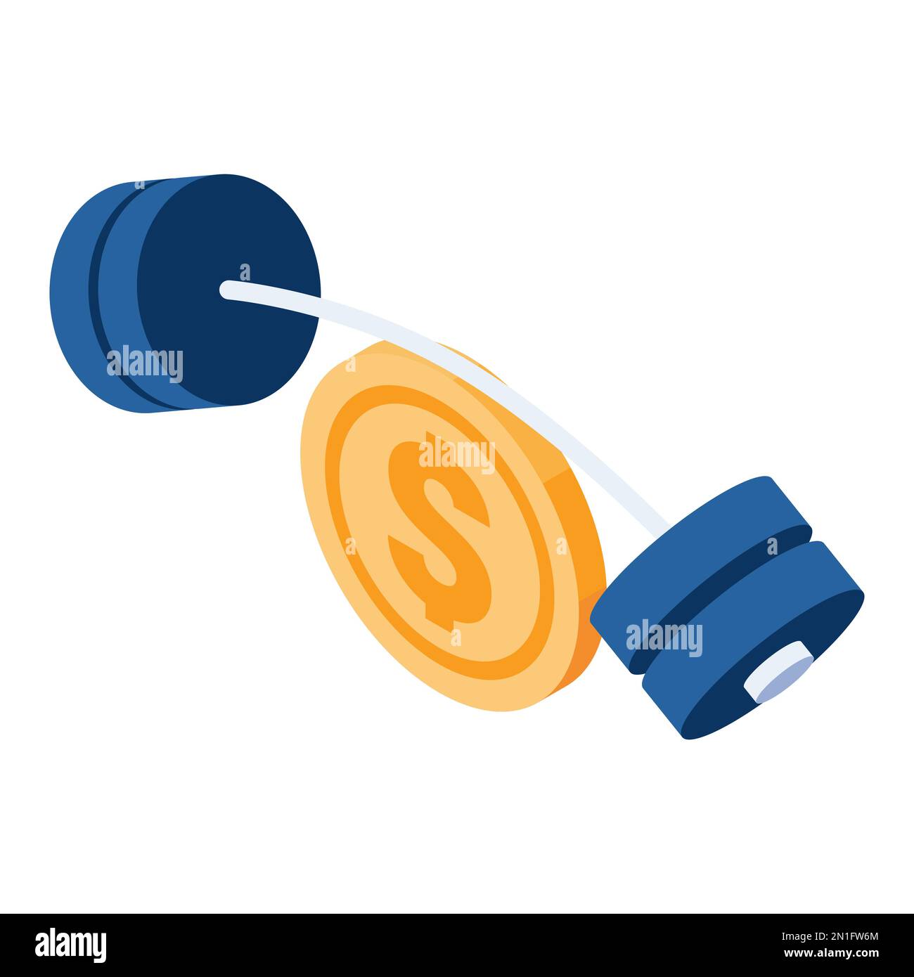 Flat 3d Isometric Dollar Coin lifting barbell. US Dollar Strengthens ...