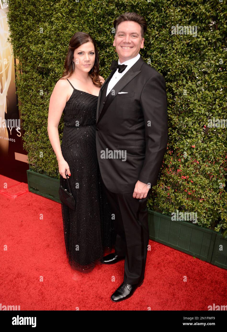Bryan Goodwin, right, arrives at the Television Academy's Creative Arts ...