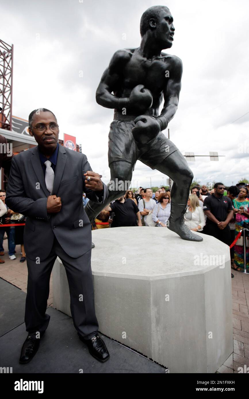 Marvis Frazier, son of Joe Frazier, poses for photographers after the ...