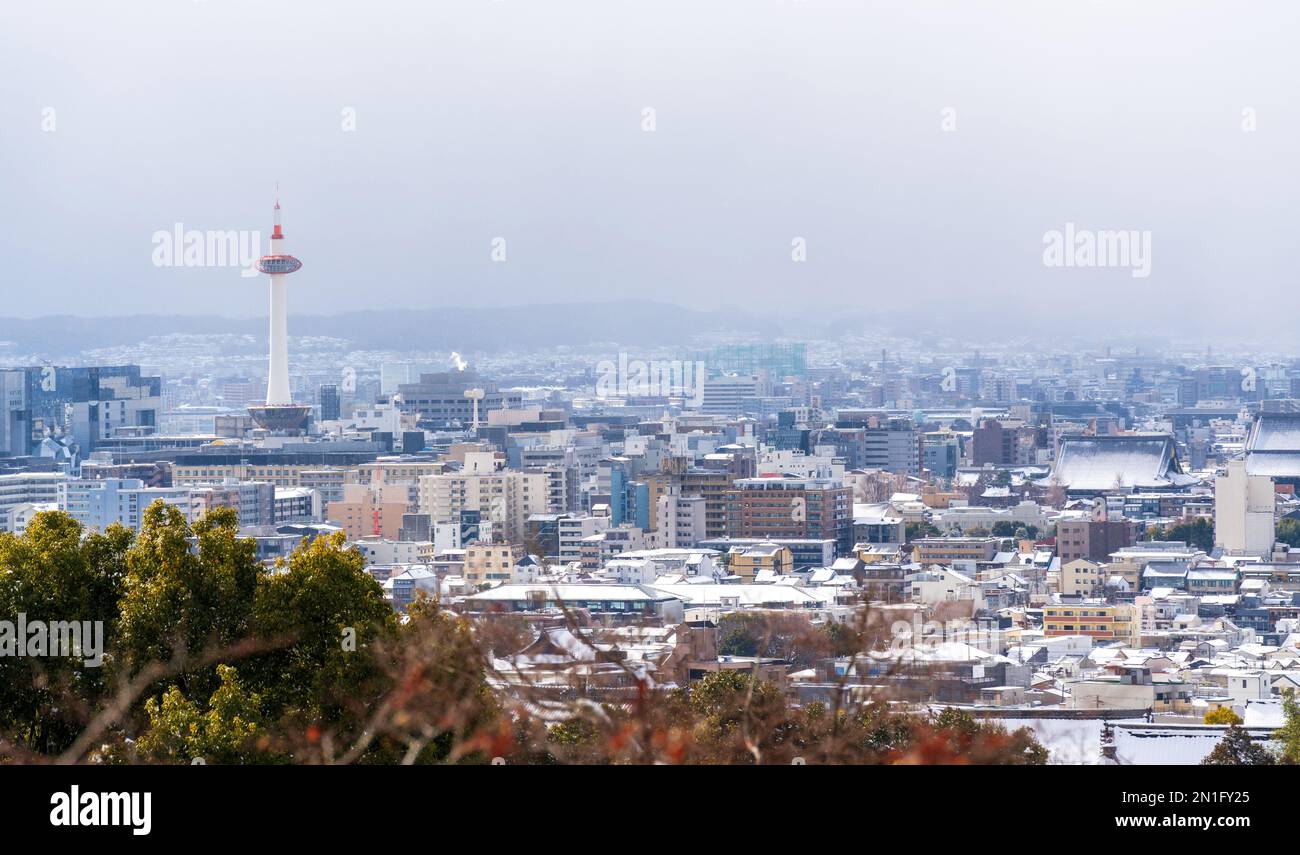 Kyoto City skyline panoramic view with snow in winter Stock Photo - Alamy