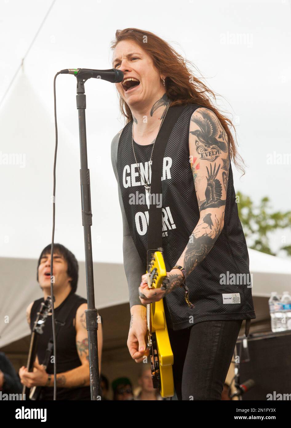 Inge Johansson and Laura Jane Grace of Against Me! seen at Riot Fest ...