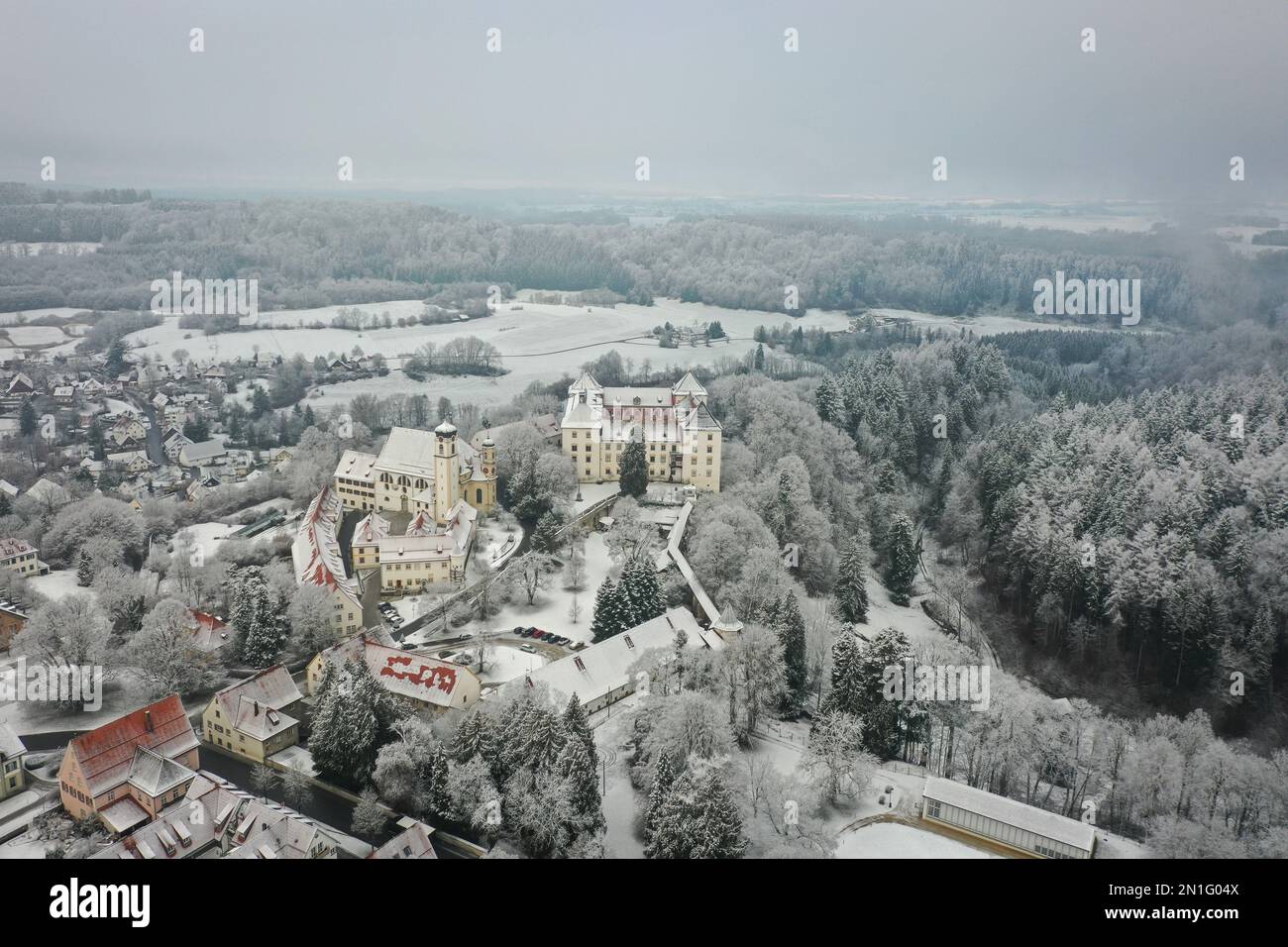 Wolfegg, Germany. 06th Feb, 2023. Wolfegg Castle and the village of the ...
