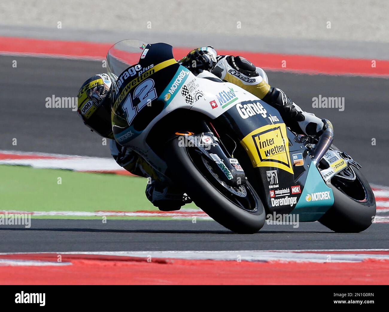 Swiss rider Thomas Luthi steers his Kalex during the qualifying session ...