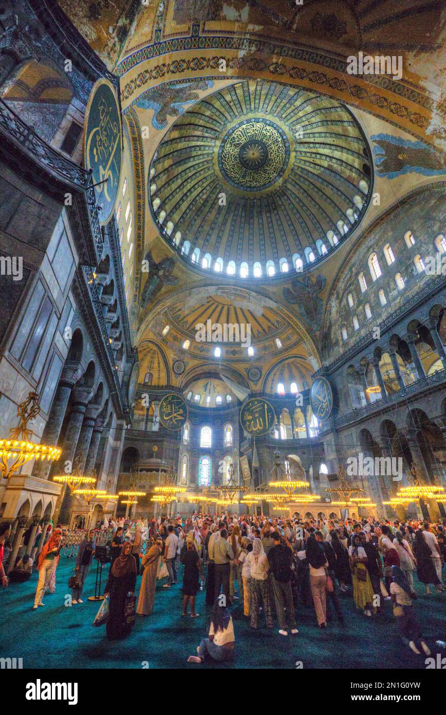 Interior, Hagia Sophia Grand Mosque, 360 AD, UNESCO World Heritage Site, Istanbul, Turkey ...